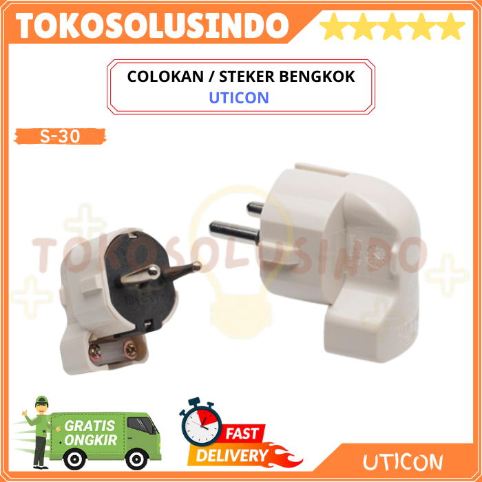 Steker Uticon Bengkok / Steker Arde / Colokan Kaki Dua Uticon S-30 ORI ...