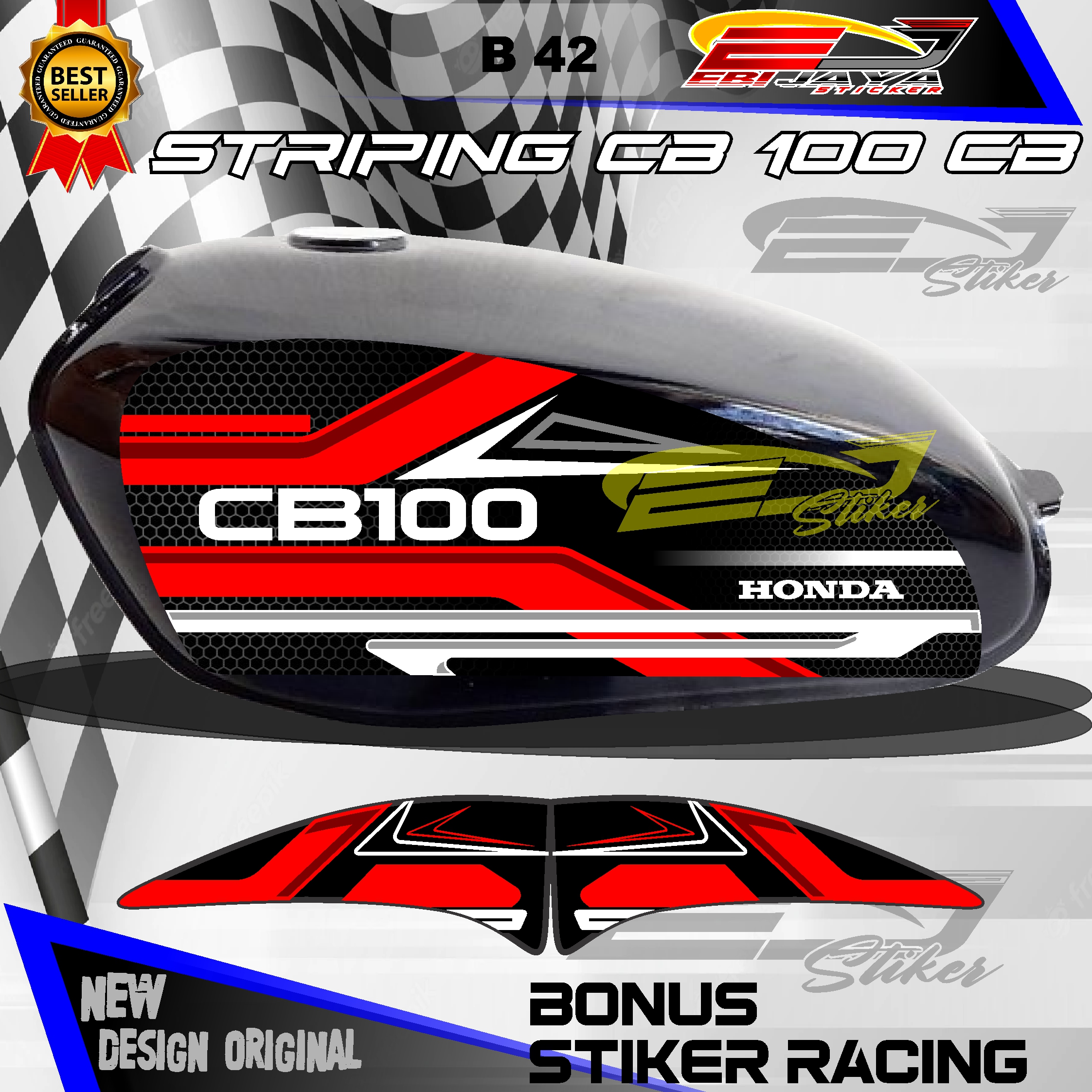 STIKER TANGKI CB100 SEMU FULL / STRIPING TANGKI CB 100 CUSTOM BERBAHAN ...