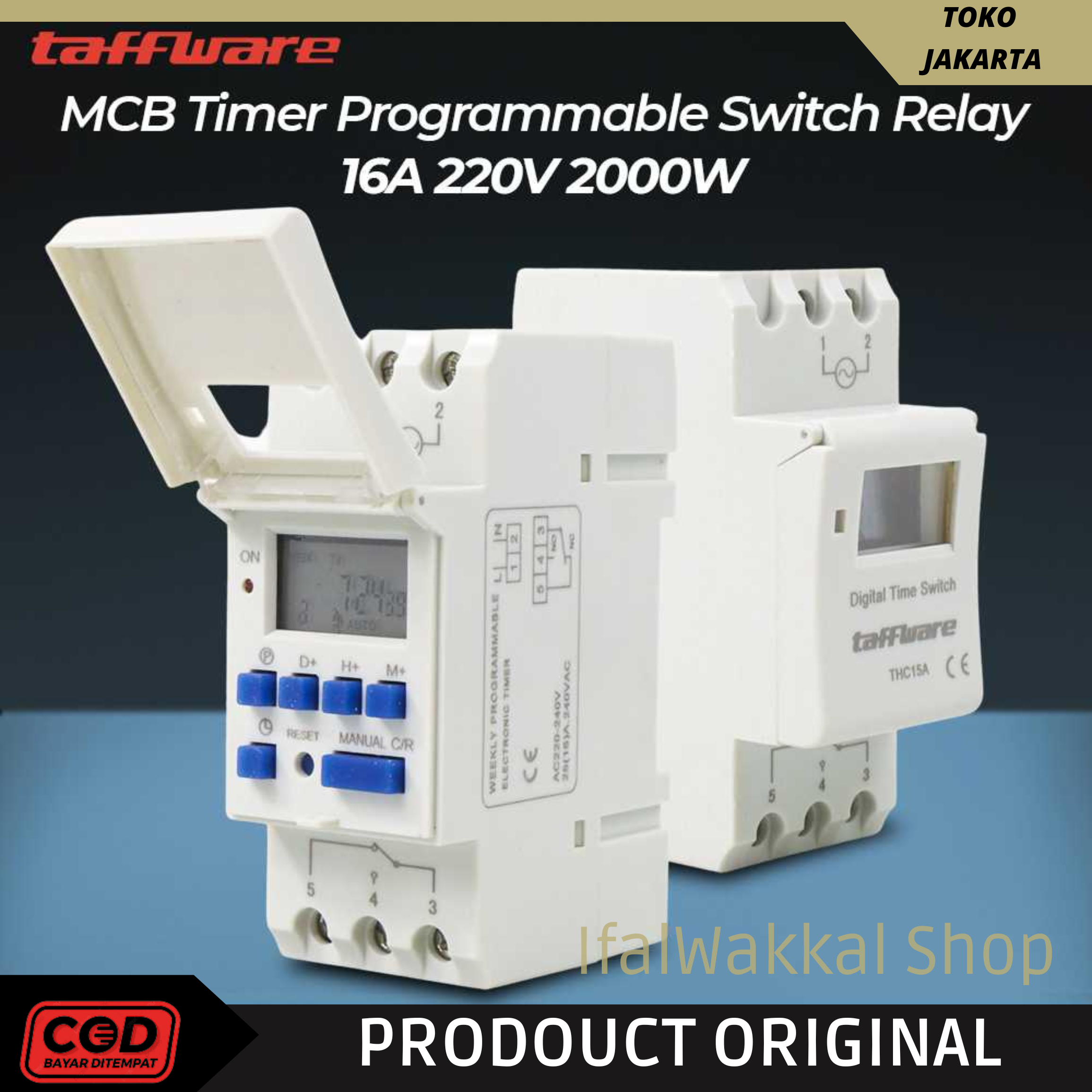 Cod Mcb Relay Elektrik Timer Waktu Programmable Switch Relay 16a 220v