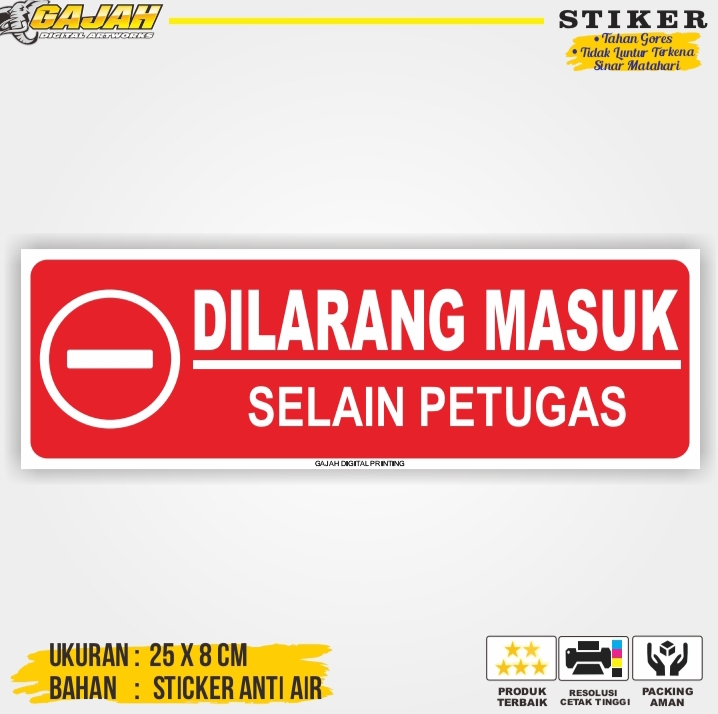 Sticker Label Dilarang Masuk / Stiker Dilarang Masuk / Dilarang Masuk ...