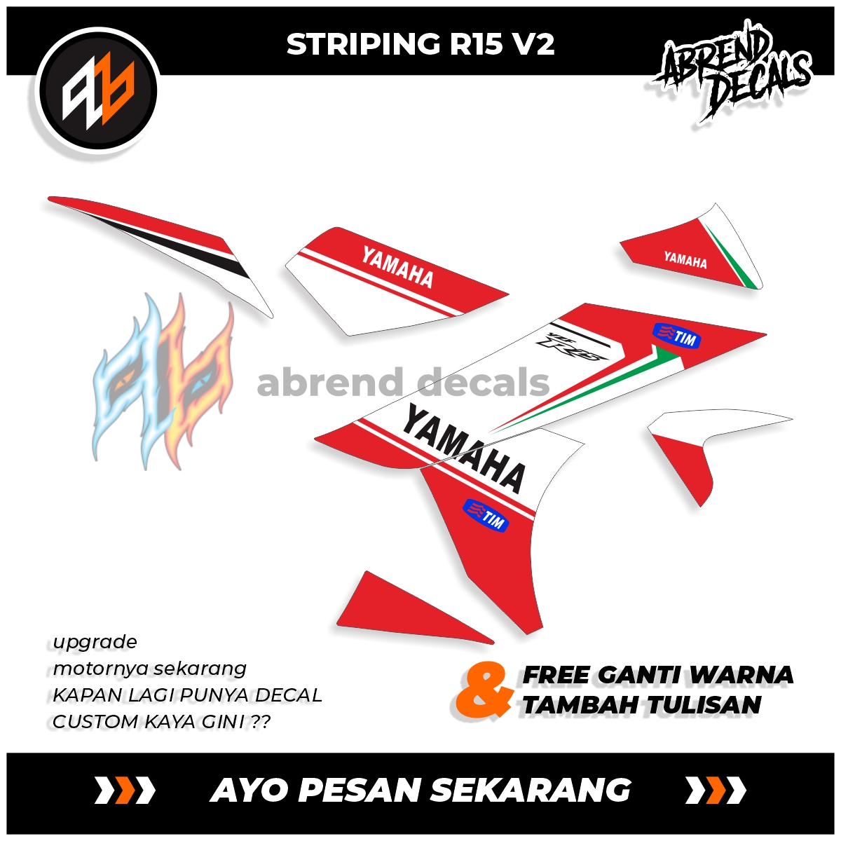 Striping Yamaha R15 V2 Desain Custom / Stiker motor R15 V2 Livery ...