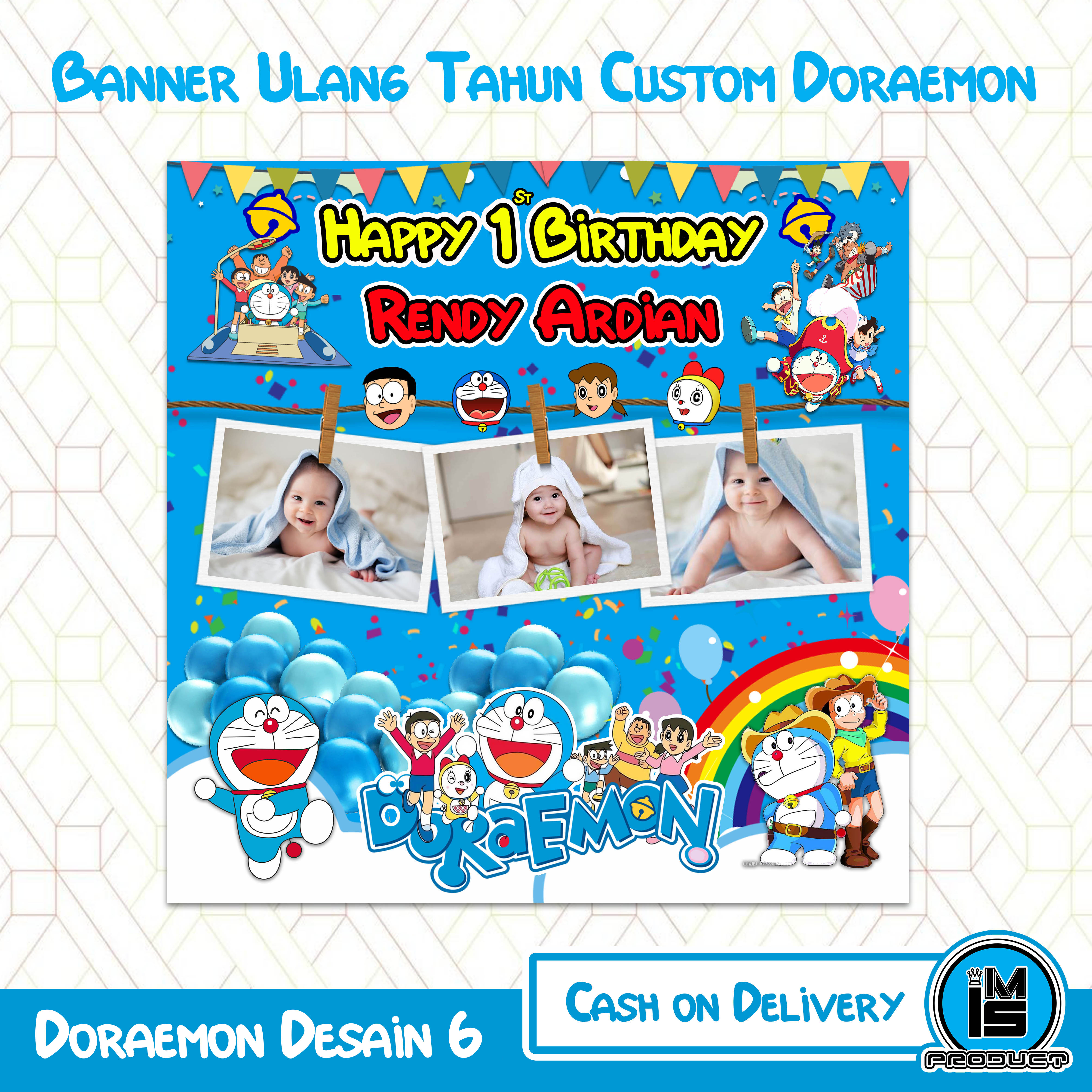 Banner Ulang Tahun Doraemon Custom foto | Lazada Indonesia