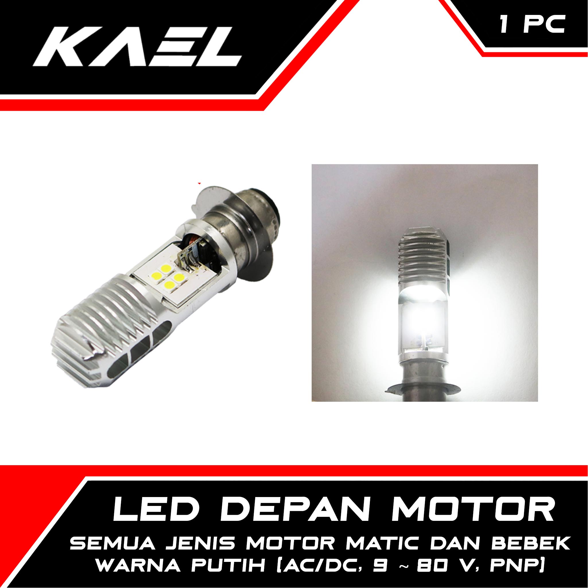 LED Depan Motor Bebek-Matic H6 2 Sisi 8-12 Watt-W Honda-Yamaha-Suzuki Beat-Pop-Street-Karbu-FI ...