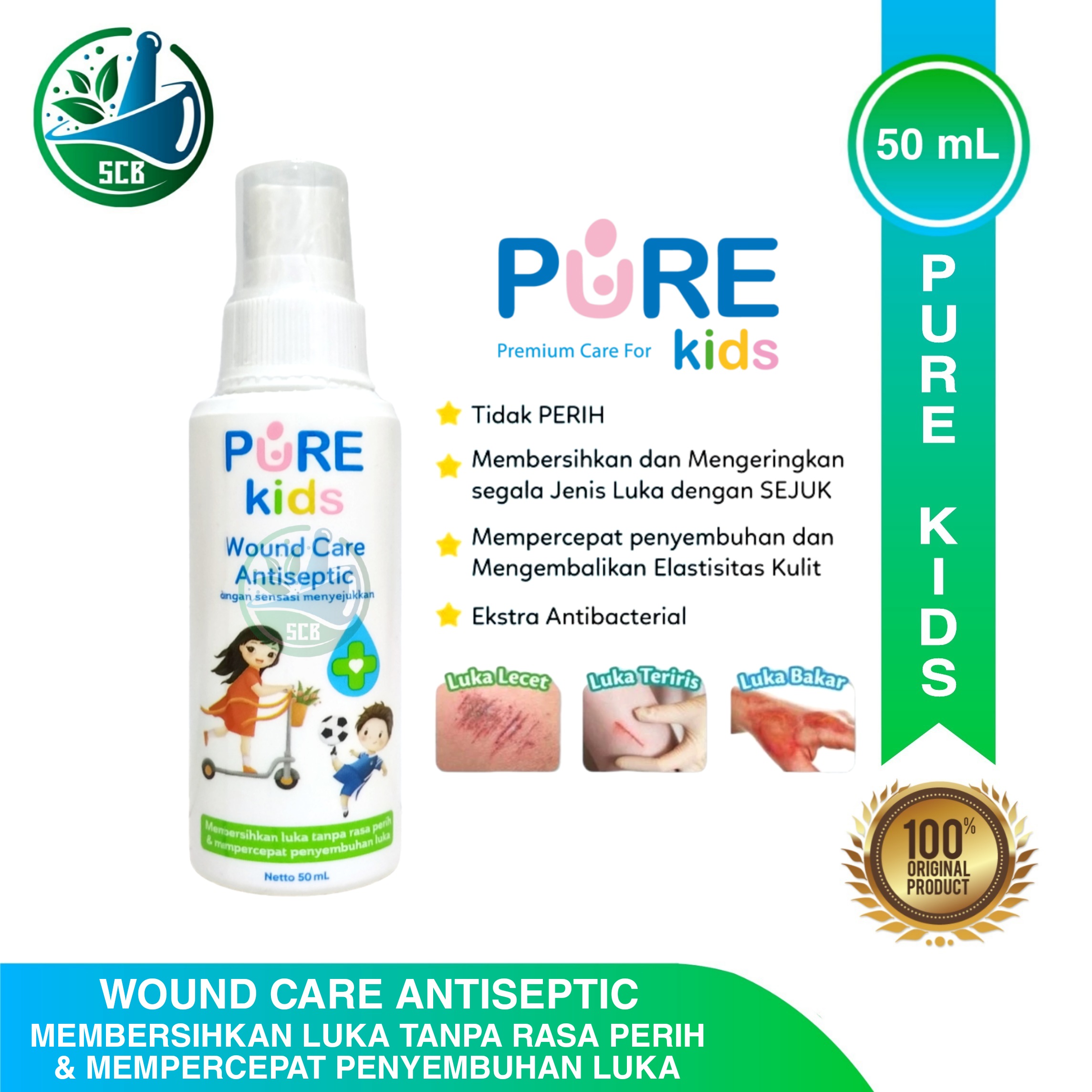 Pure Kids Wound Care Antiseptic Spray Pembersih Luka Anak 50 mL ...