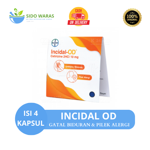 INCIDAL OD 1 strip isi 4 kapsul untuk gatal biduran dan pilek alergi ...