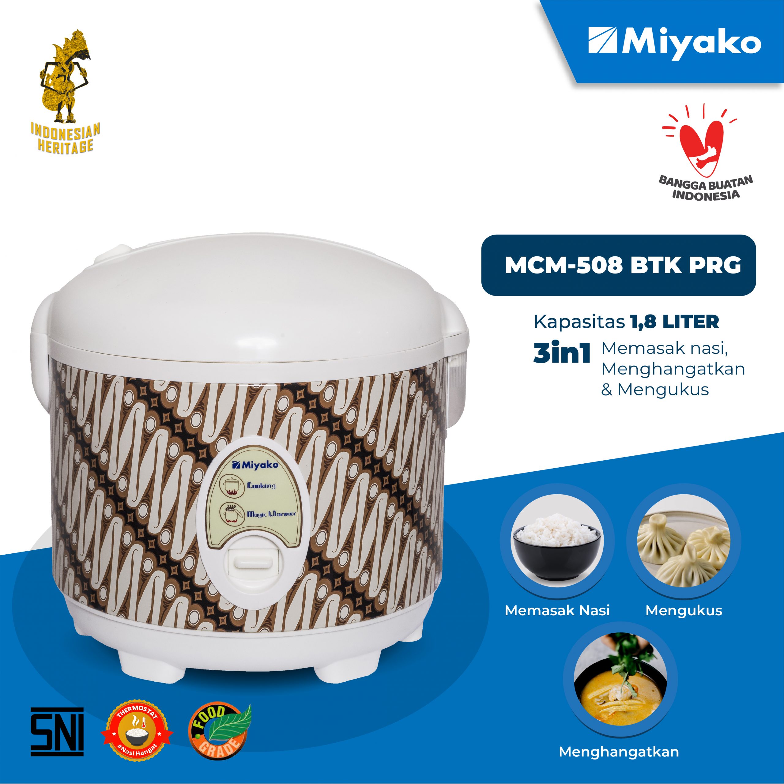 Miyako MCM-508 Rice Cooker 395 W - Batik Parang | Lazada Indonesia