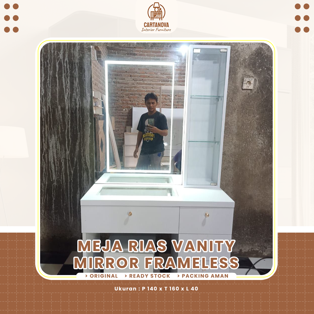 Meja Rias Cermin Lampu Vanity Mirror Frameless LED Makeup MUA Studio ...