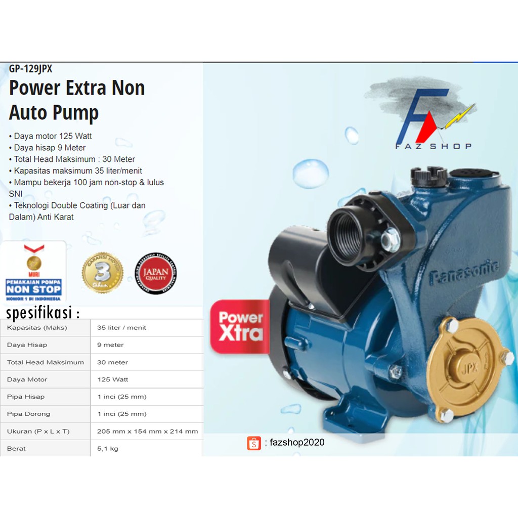 Pompa Air Panasonic GP 129 JPX Sumur Dangkal | Lazada Indonesia