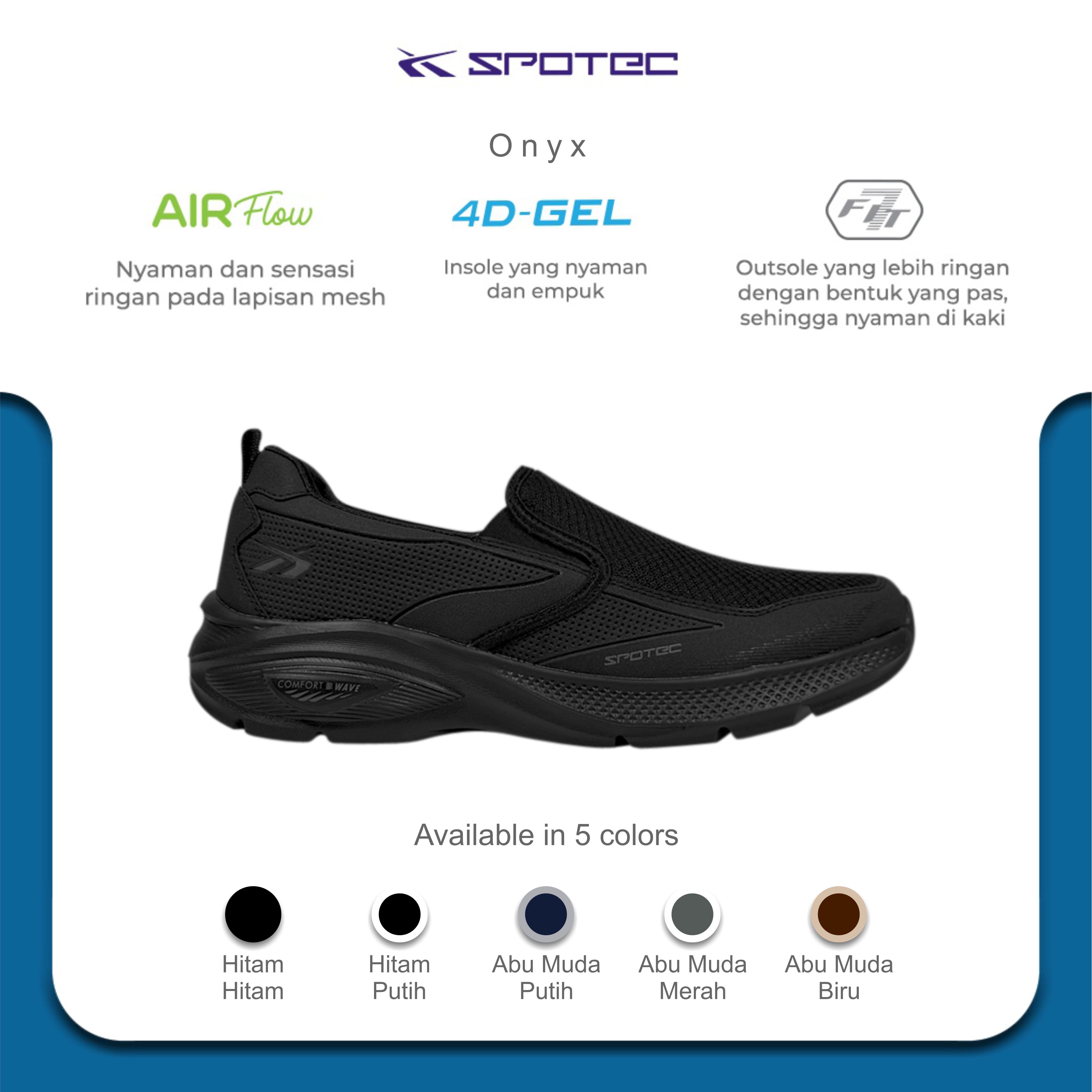 SPOTEC Sepatu WALKING Artikel ONYX-Hitam/Hitam | Lazada Indonesia