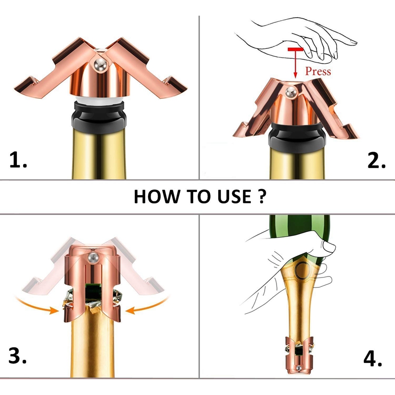 Champagne Bottle Stopper Rose Gold Stainless Steel Champagne Sealer ...