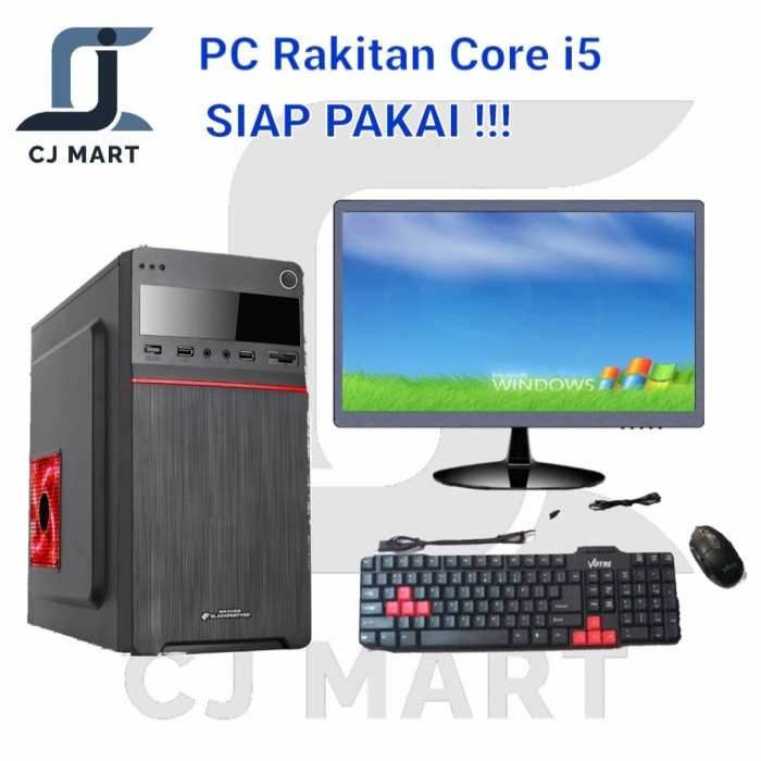 PC Rakitan Core i5 / 8GB / 500GB / Monitor 16" / PC KERJA / PC KANTOR ...