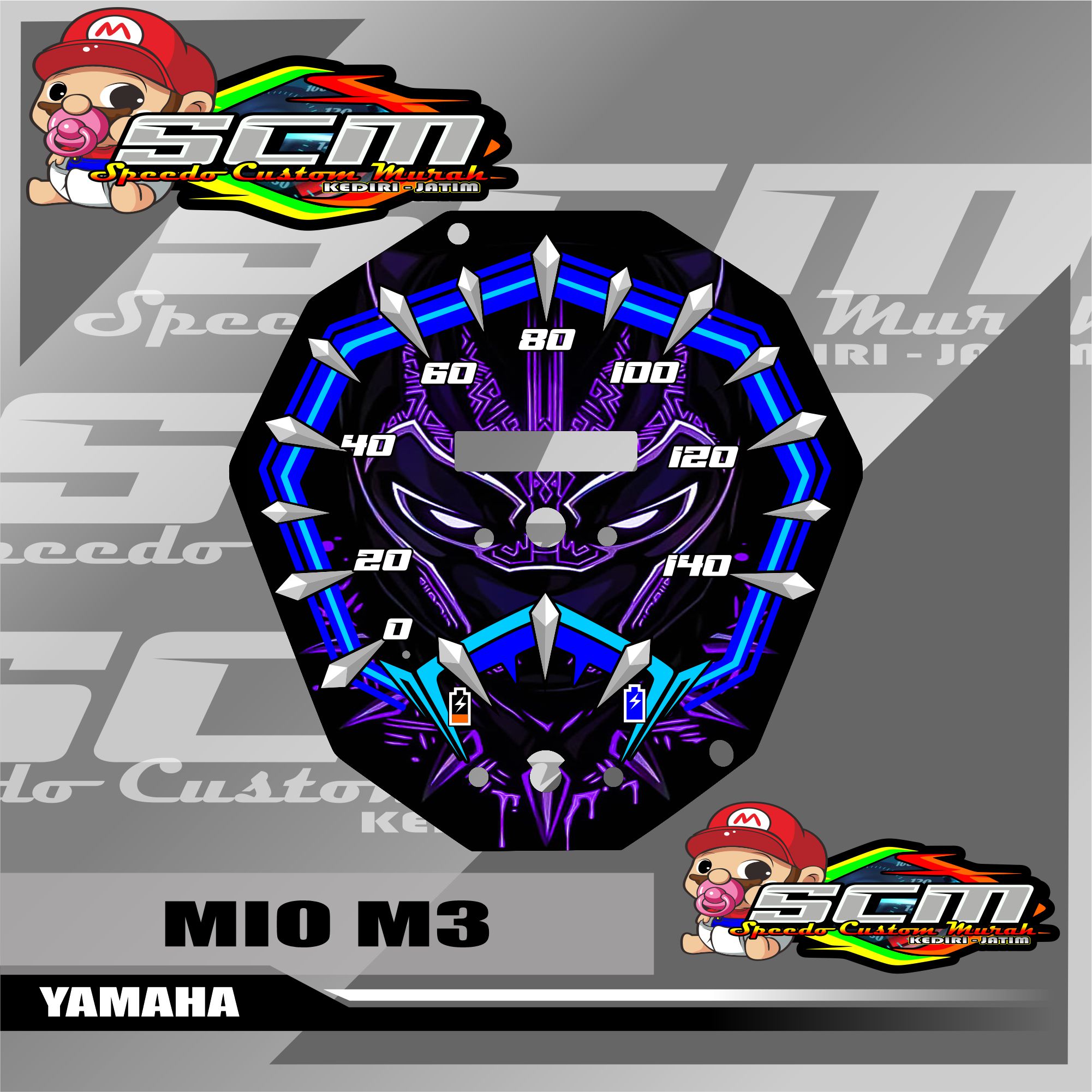 papan speedometer custom mio m3 biru panel spido meter custom mio m3 ...