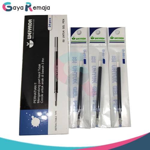 Isi Tinta Gel Pen | Isi Pulpen click Gel 0.7 Weiyada (BIRU/HITAM) | 1 ...