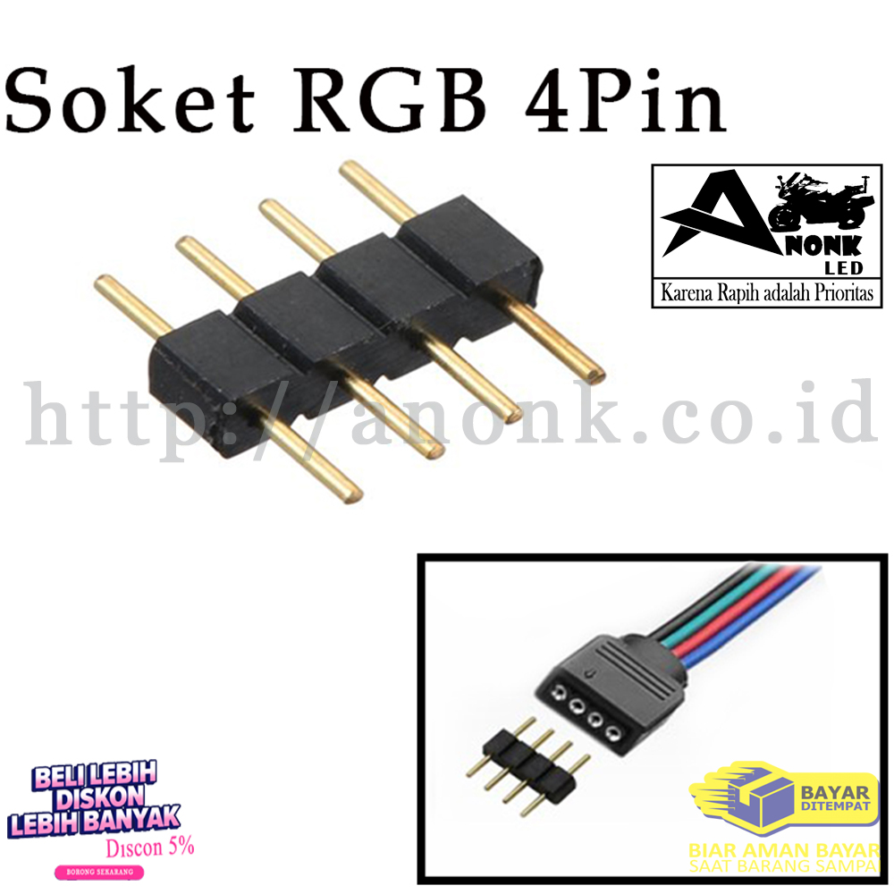 Konektor LED RGB 4 PIN Sisir MALE | Soket Connector Modul RGB. | Lazada ...
