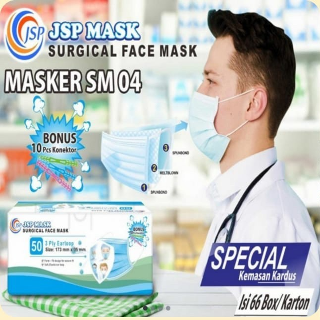 IST MASKER MEDIS JSP 3 PLY 1 BOX ISI 50 PCS SM 04- SURGICAL MASK ...