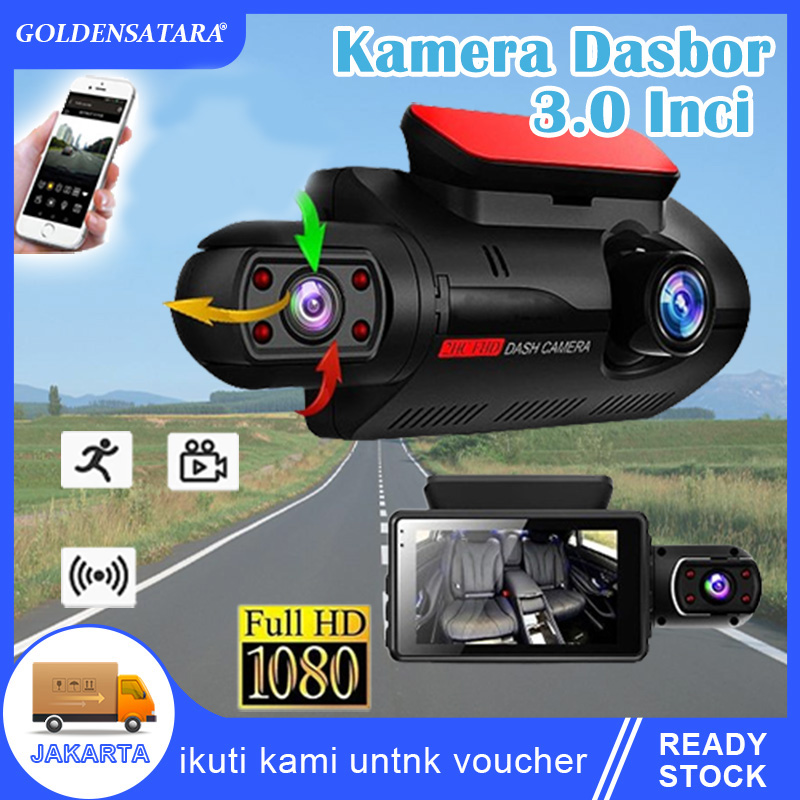 Kamera Dasbor DVR Mobil Lensa Ganda / Kamera Dasbor 3.0 Inci FHD ...