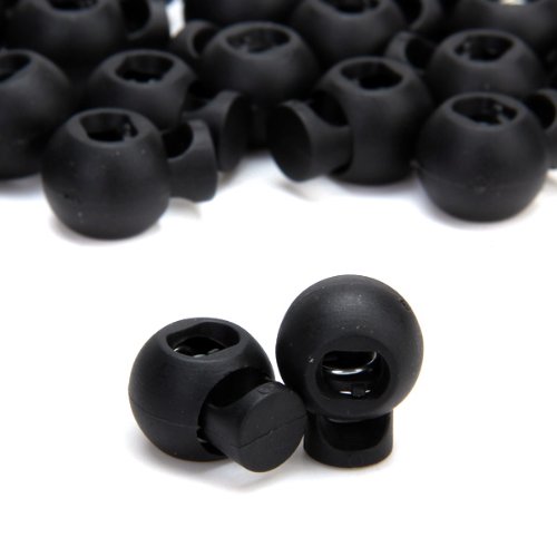 100 x Black Ball Cord Locks Toggles Round Cordlocks - HDAG MALL - ThaiPick