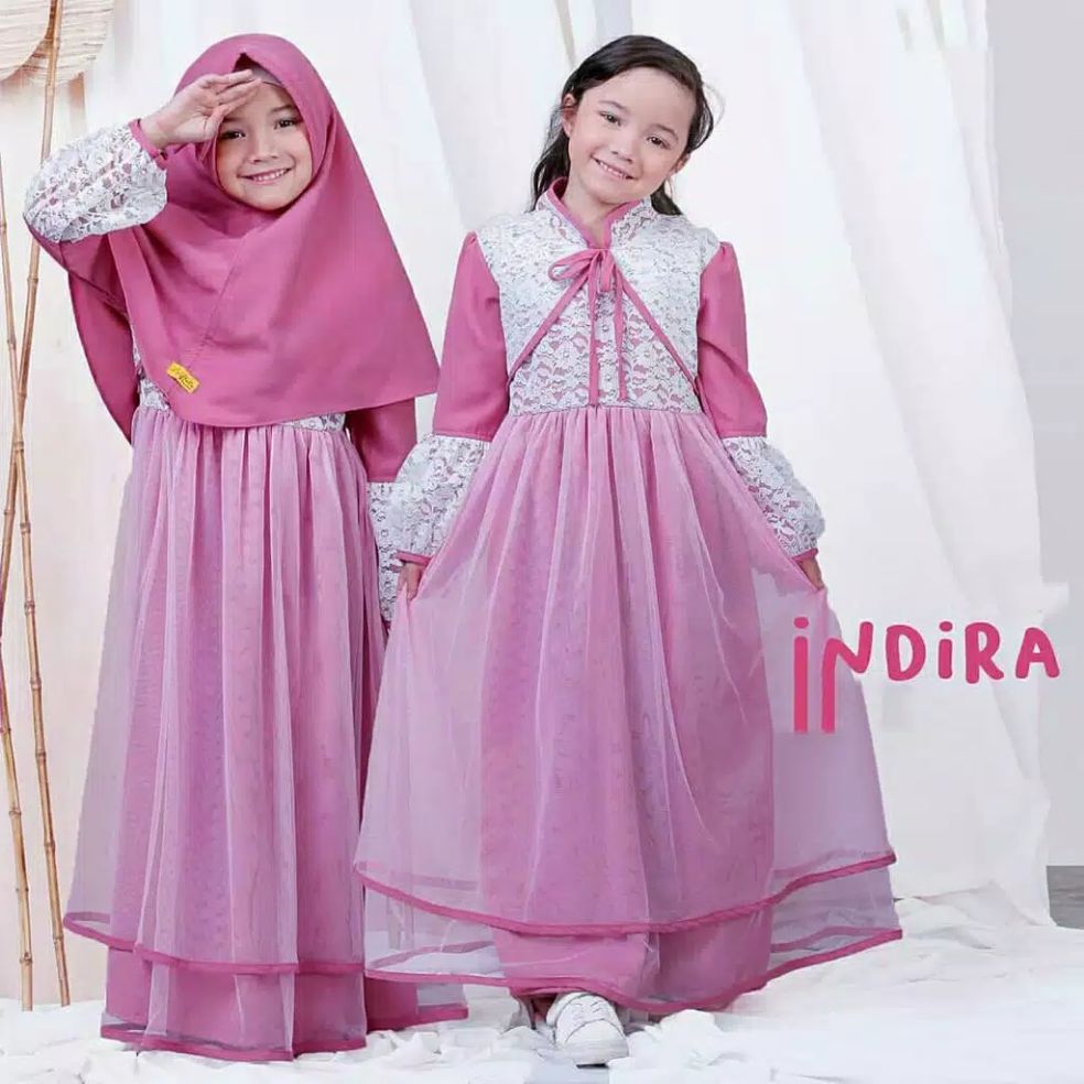 Dress Muslim Hanbok Anak Indira Kids Set Kerudung - Dress Anak Model ...