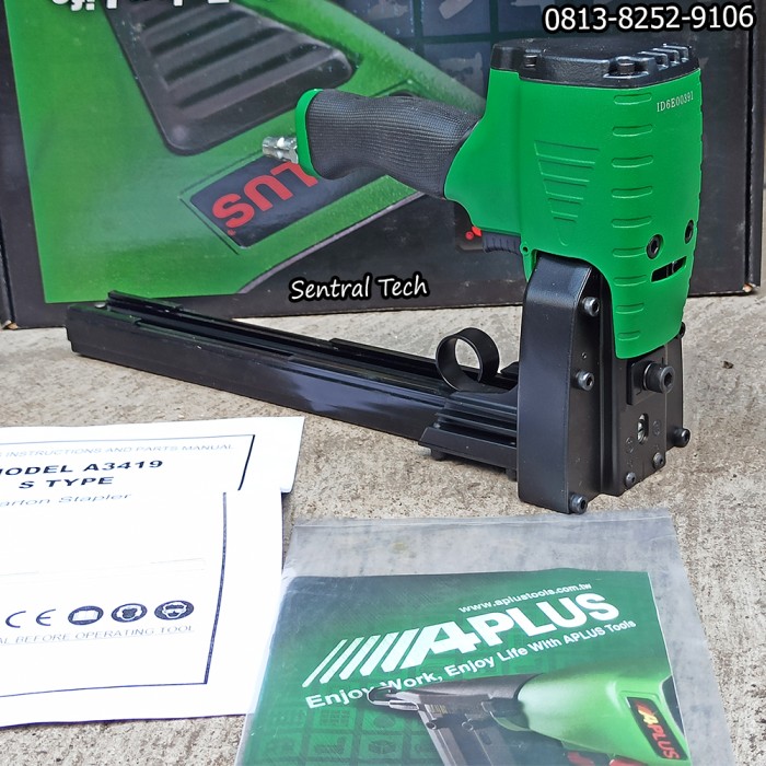 Alat Staples Kardus Angin Kompresor APLUS 15mm - 19mm / Carton Stapler ...