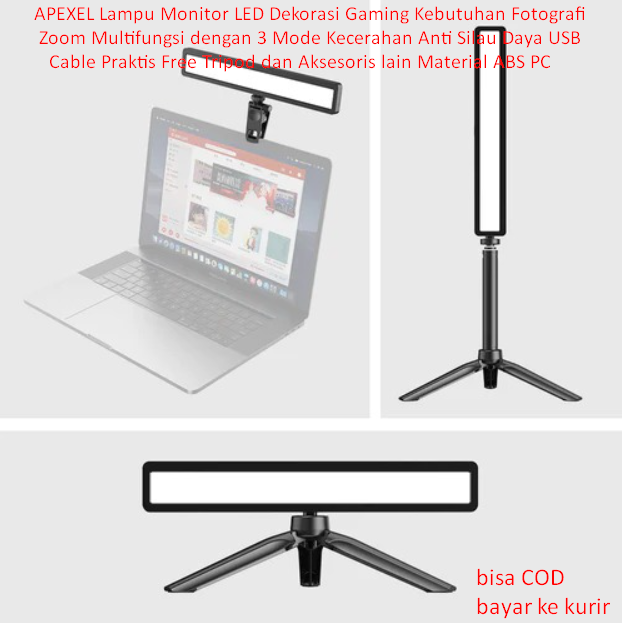 APEXEL Lampu Monitor LED Dekorasi Gaming Kebutuhan Fotografi Zoom ...
