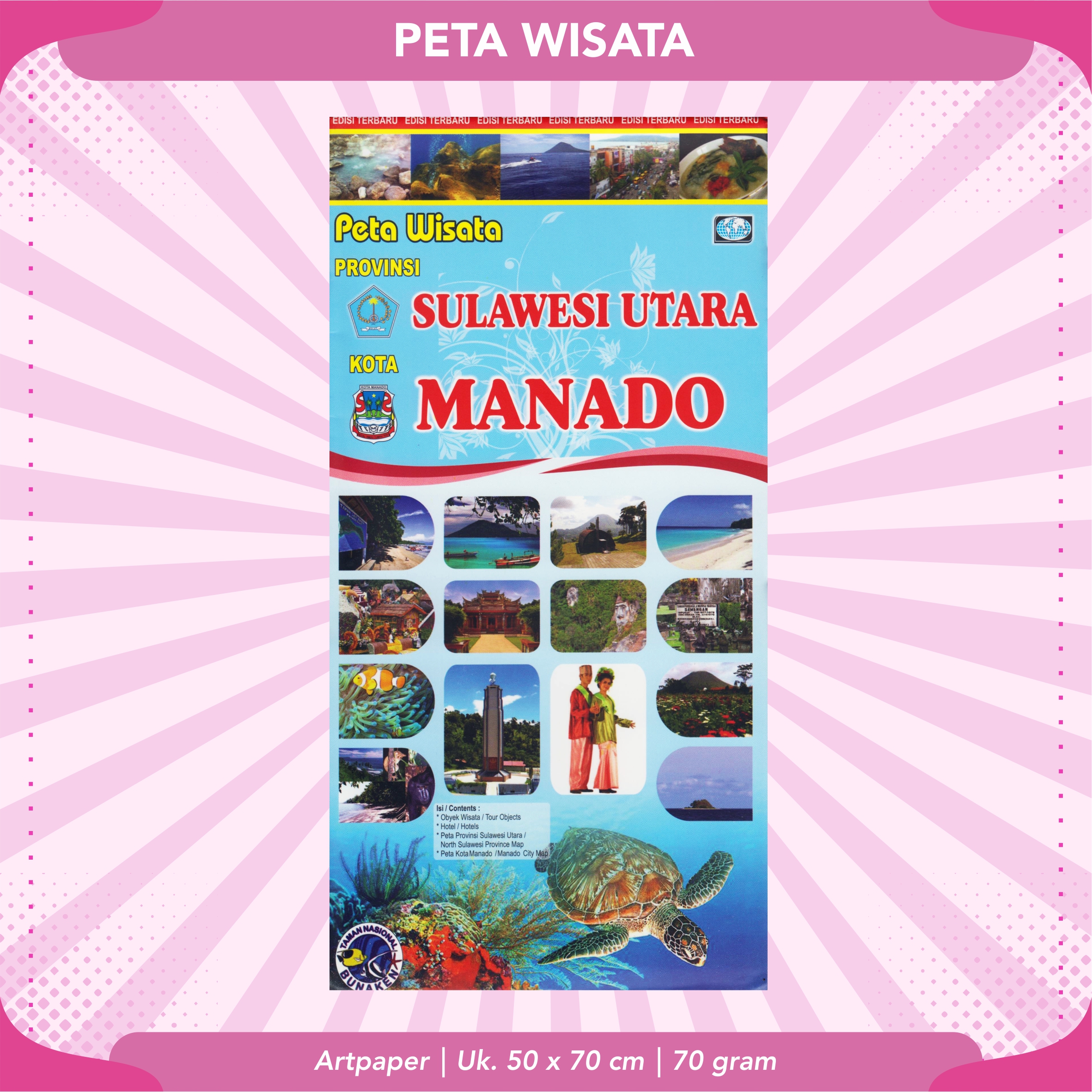 PETA WISATA JAWA SULAWESI UTARA MANADO /BUANA BARU | Lazada Indonesia