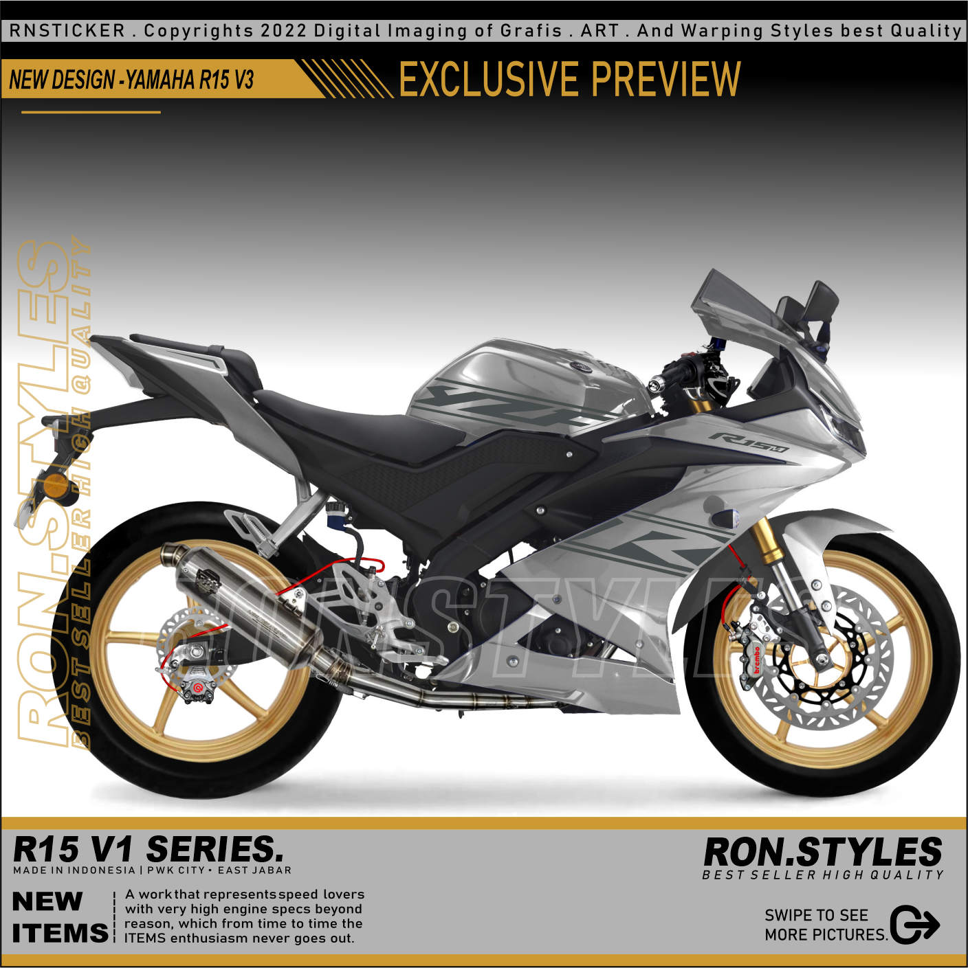 V1 Cutting Sticker Striping variasi Yamaha R15 v3 Striping R15 2020 Lis ...