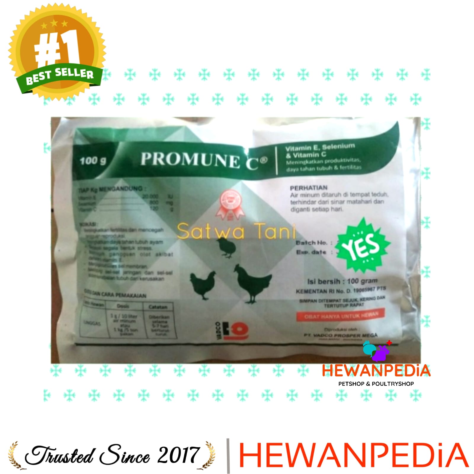PROMUNE C 100 gr - Vitamin C E Selenium Hewan Se Multivitamin Burung ...