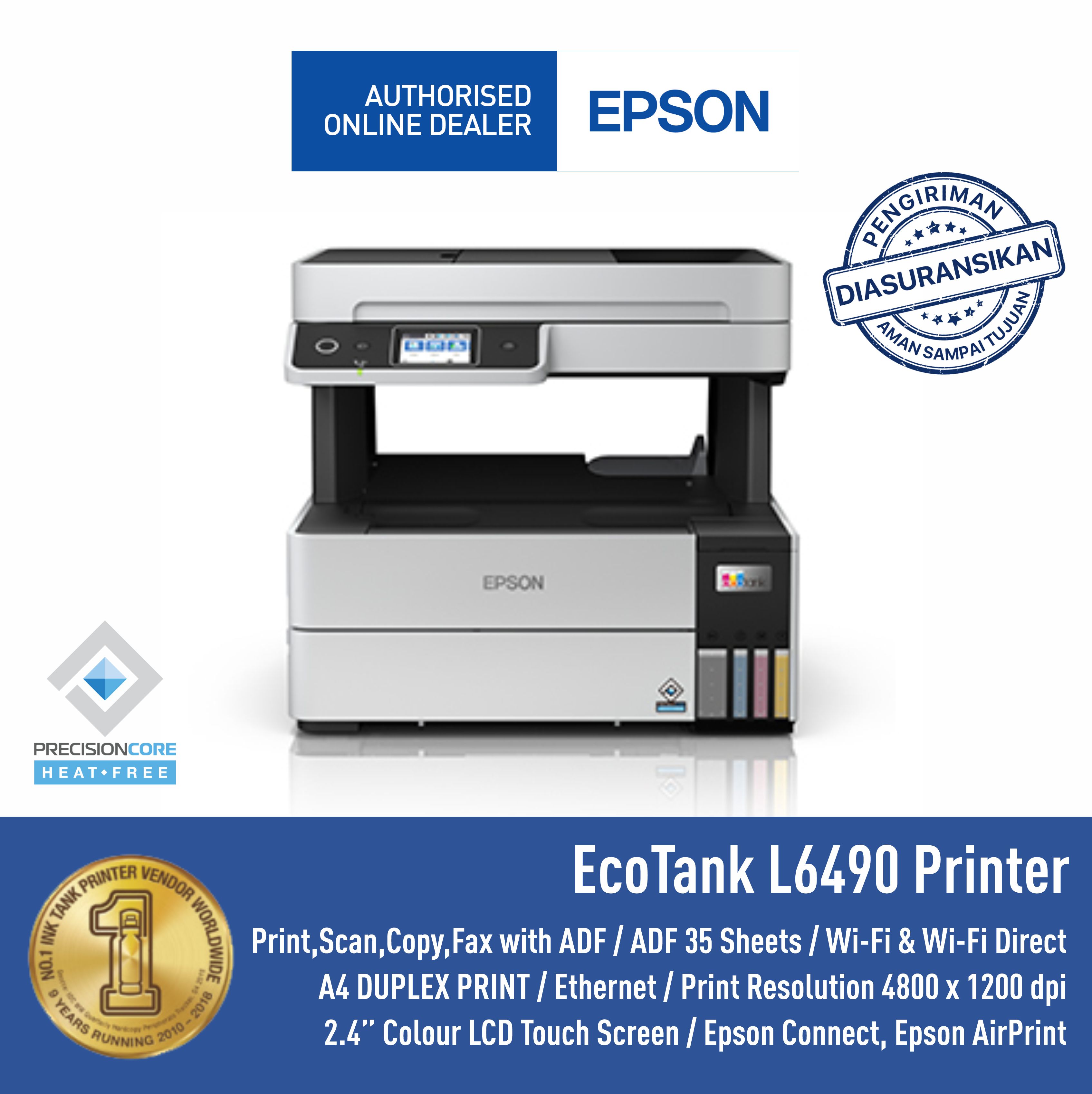 Printer EPSON EcoTank L6490 L 6490 L-6490 F4 Legal ADF Garansi RESMI ...