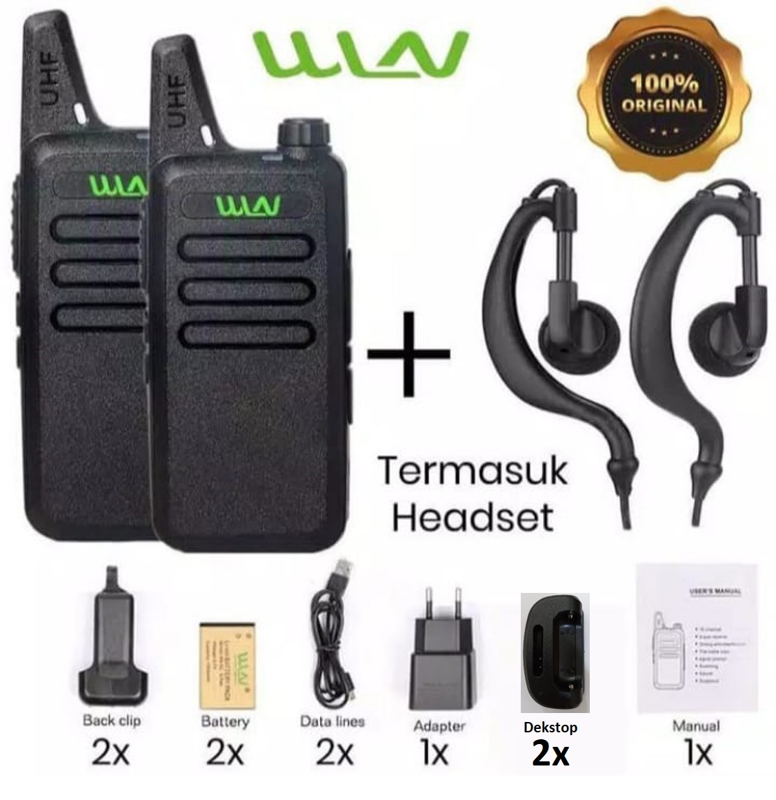 HT WLN KD C1 TwoWay UHF , KDC1 UHF 1 Kotak Isi 2 Ht Free 2 Headset,Wln kd c1 uhf 400-470 mhz ...