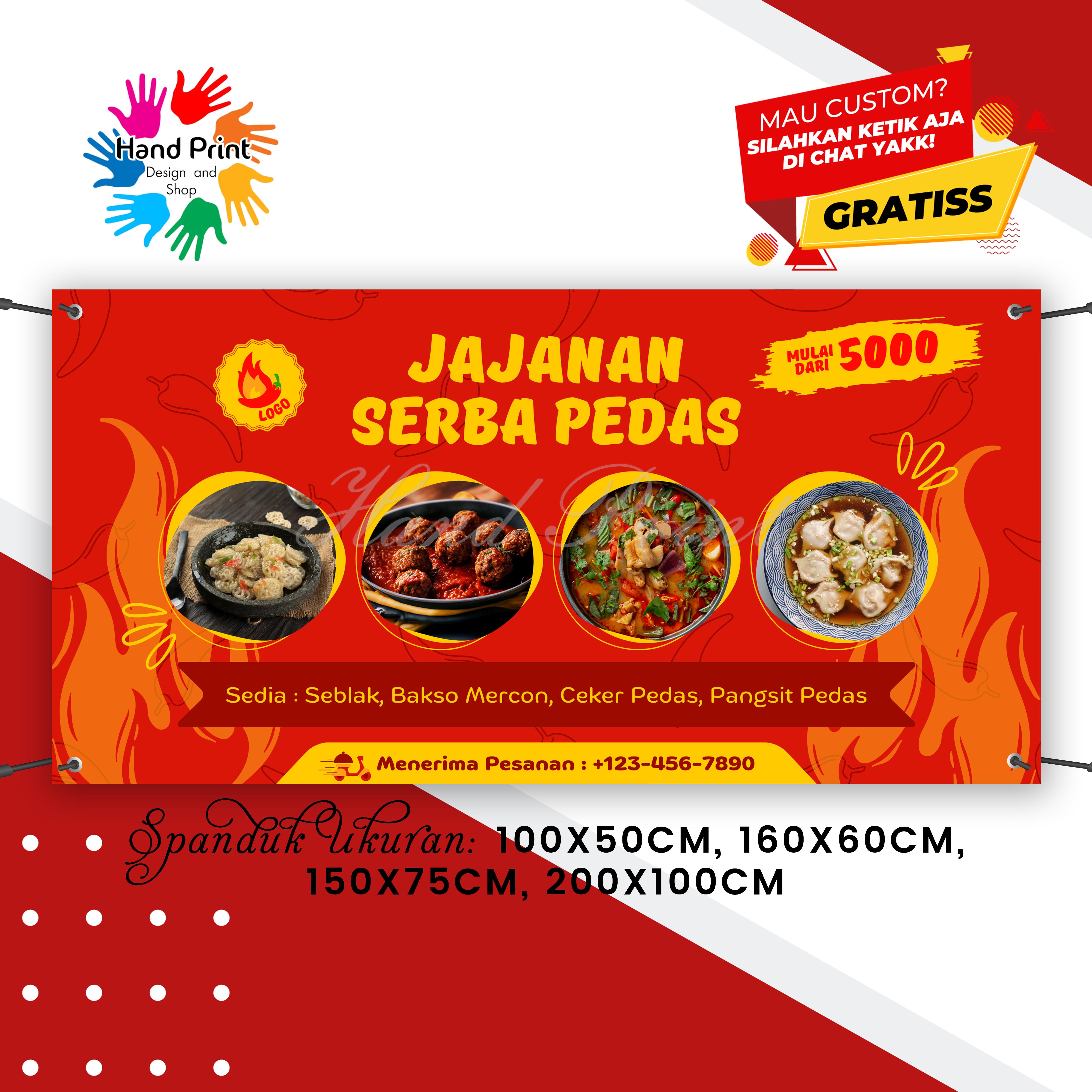 Cetak Spanduk Banner Jualan Makanan Jajanan MMT Spanduk Custom 200x100 ...