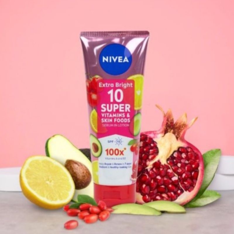 Nivea Extra Bright 10 SUPER Vitamin Skin Foods Serum 180ml | Lazada ...