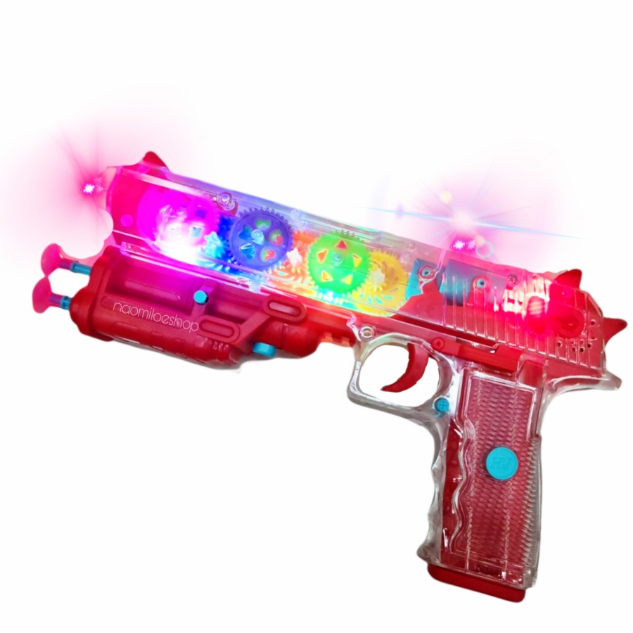 SGS - Pistol Gear Gun Mainan Mekanik Gigi Transparan Suara Lampu dengan ...