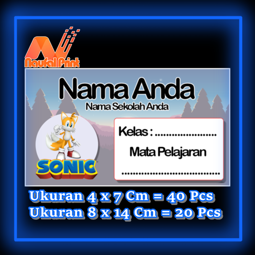 Stiker Label Buku Sonic sonik knucles tails dr eggman amy rose shadow ...