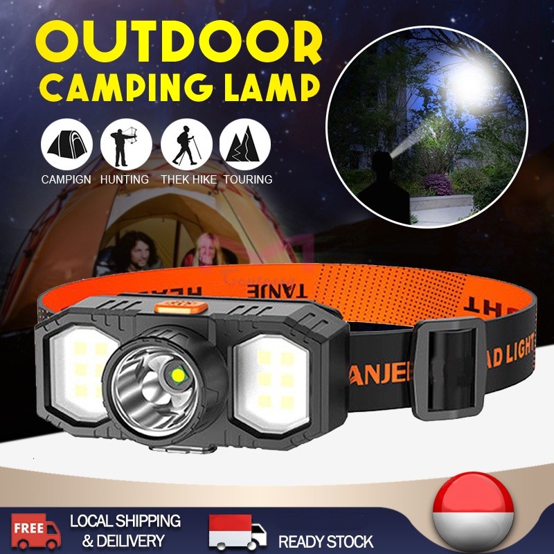Lampu Senter Kepala Mini LED 3 Mata Portabel Super Terang Outdoor LED ...