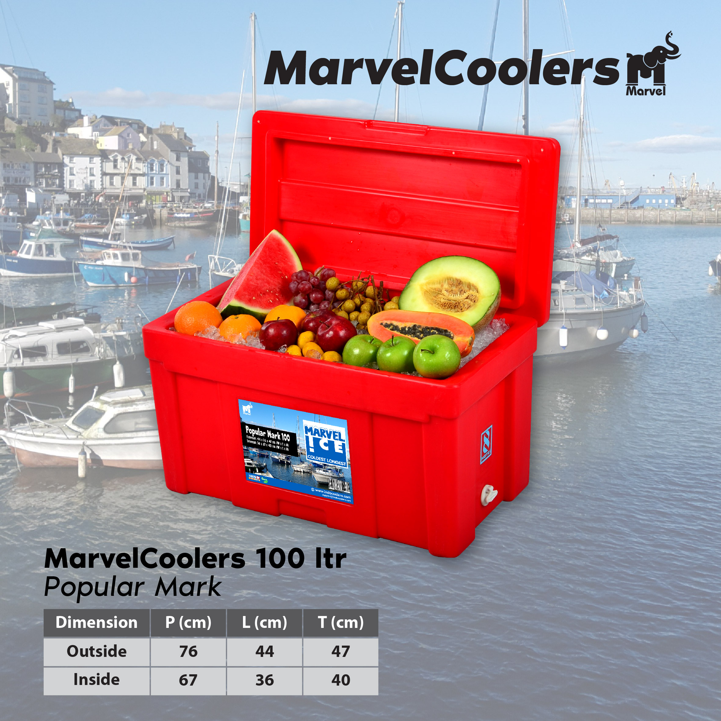 MarvelCoolers 100 Ltr - Popular Mark (CoolBox, IceBox, Es Box, Kotak ...