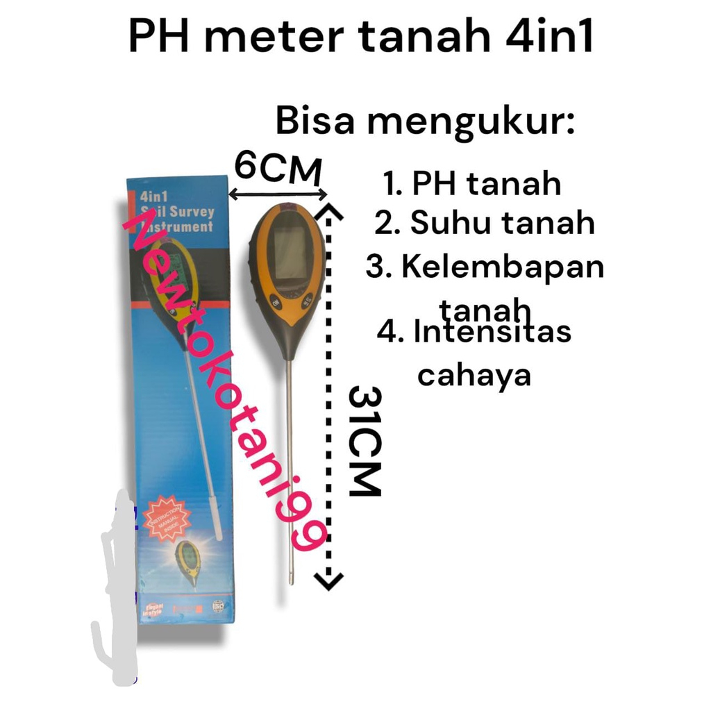 PHmeter Tanah 4in1 PH meter digital 4 in 1 untuk ukur asam basa tanah ...
