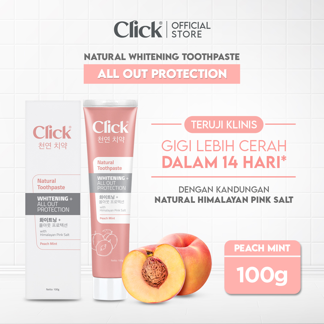Click Natural Toothpaste Whitening + All Out Protection - Pasta Gigi ...