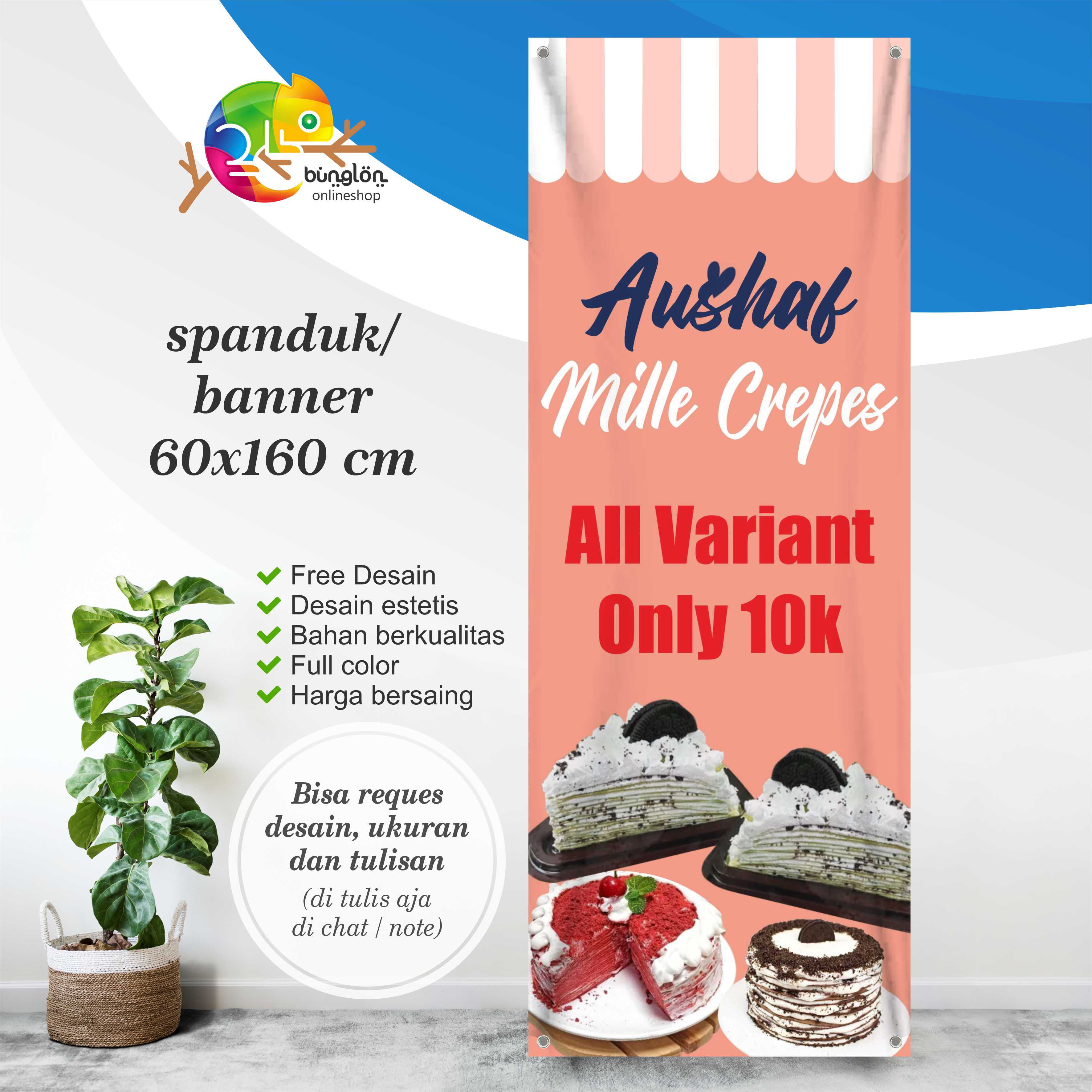 Spanduk Banner 60x160 Cm Crepes, Brownies, Cake Dll | Lazada Indonesia