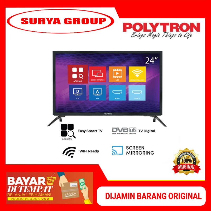 TERBARU! LED TV POLYTRON PLD 24CV1869 EASY SMART DIGITAL TV (24 Inch ...