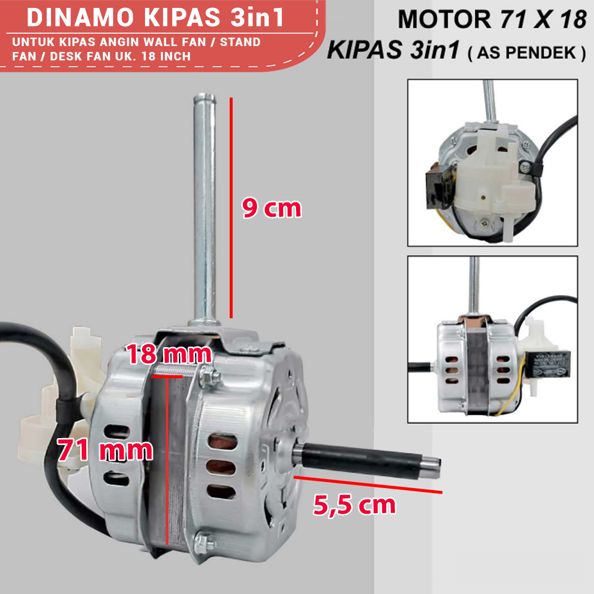Dinamo Kipas Angin Dinding 3 in 1 RRC China 518 18 inch Baling Baling ...