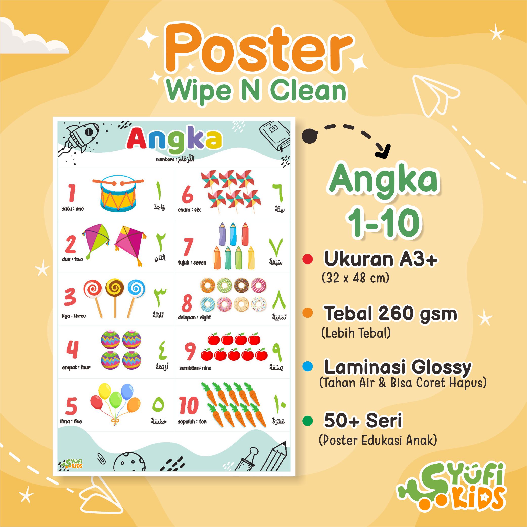 POSTER EDUKASI ANAK seri ANGKA | Lazada Indonesia
