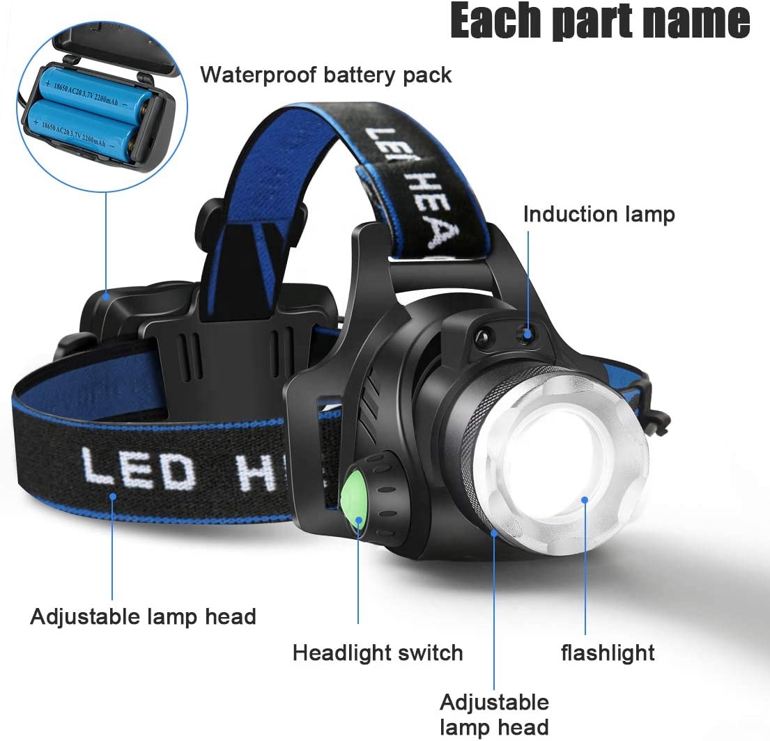 Senter kepala super terang jarak 10000meter anti air headlamp kepala ...