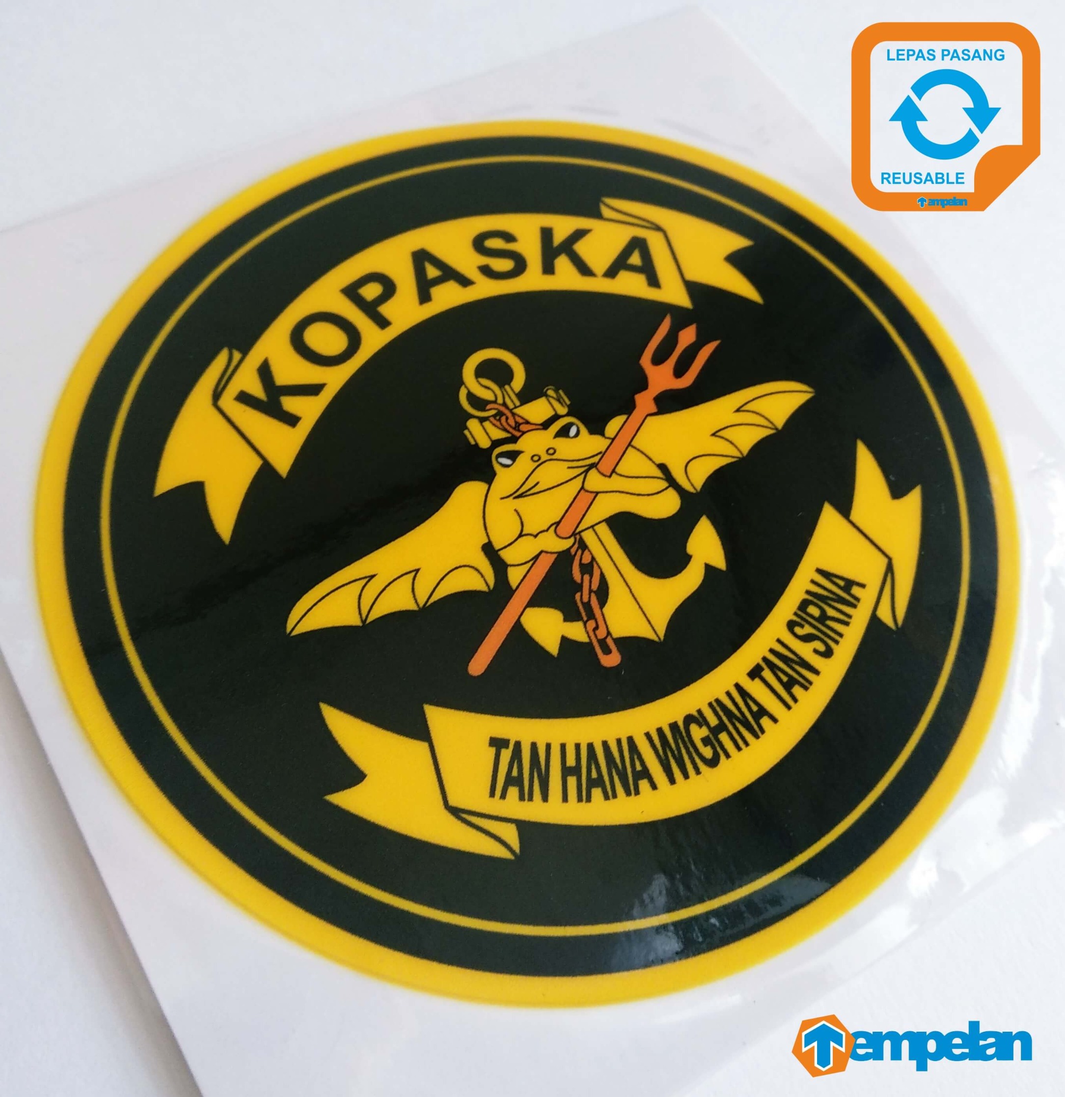 STIKER LEPAS PASANG PREMIUM KOPASKA TNI AL HITAM (TEMPEL DALAM KACA ...