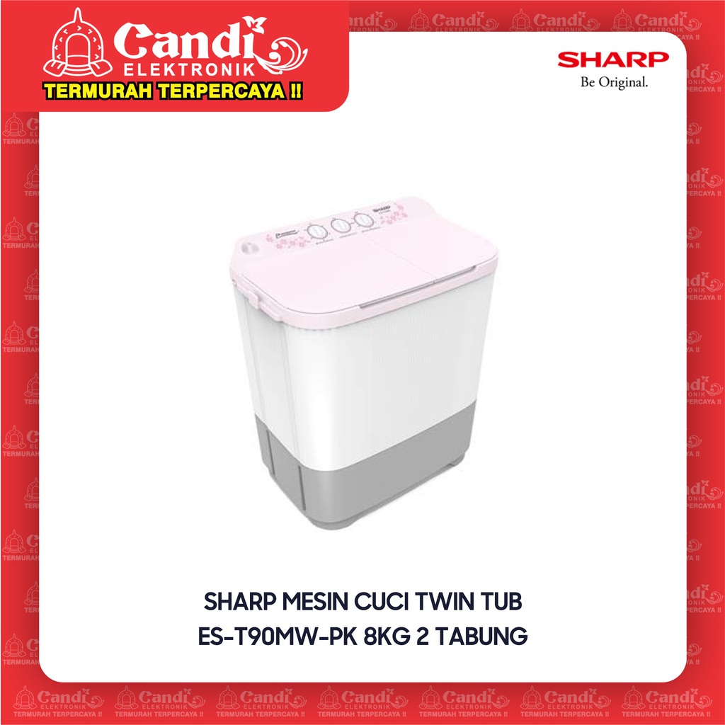 SHARP MESIN CUCI TWIN TUB ES-T90MW-PK 8KG 2 TABUNG | Lazada Indonesia