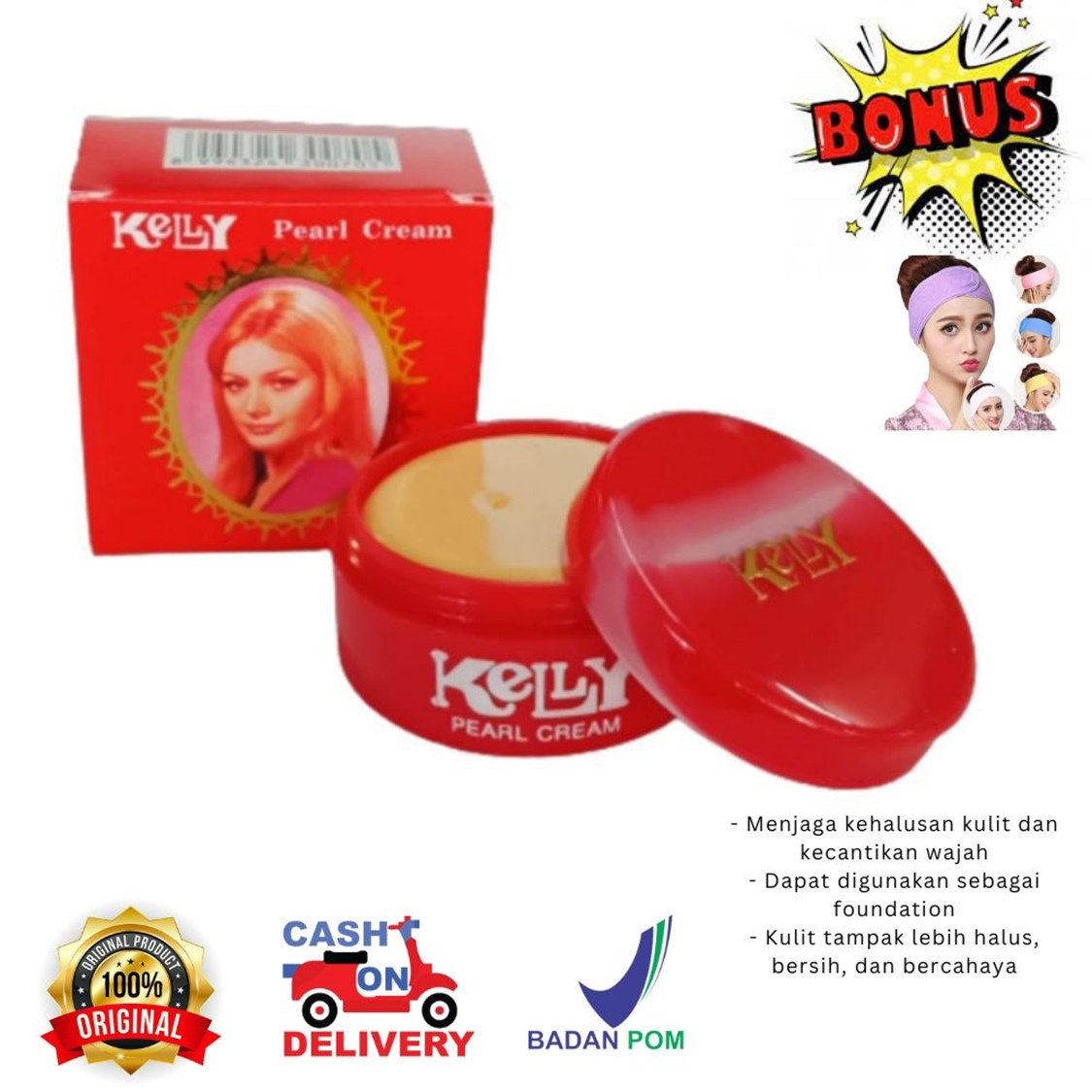 (PROMO GRATIS BANDANA) KELLY PEARL CREAM - KRIM WAJAH PENCERAH KELLY ...
