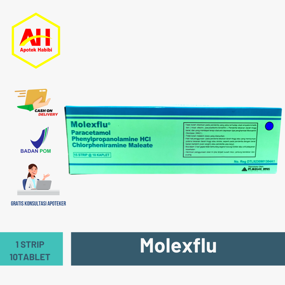 Molexflu 1 strip isi 10 tablet Obat Moleksplu Molex flu Moleks Flu ...