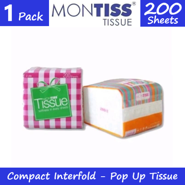 MONTISS Compact Interfold Facial Tissue 2ply 200 Sheets /Tisu Wajah ...
