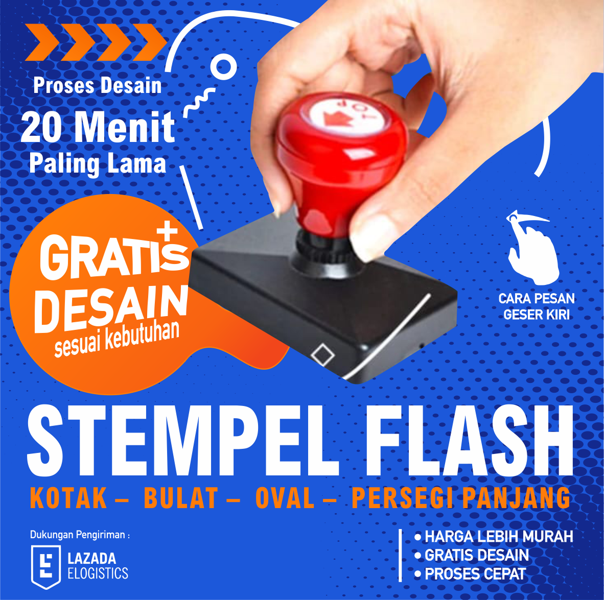 Stempel Flash Otomatis Nama Sendiri Custom Logo Toko Cap Perusahaan ...