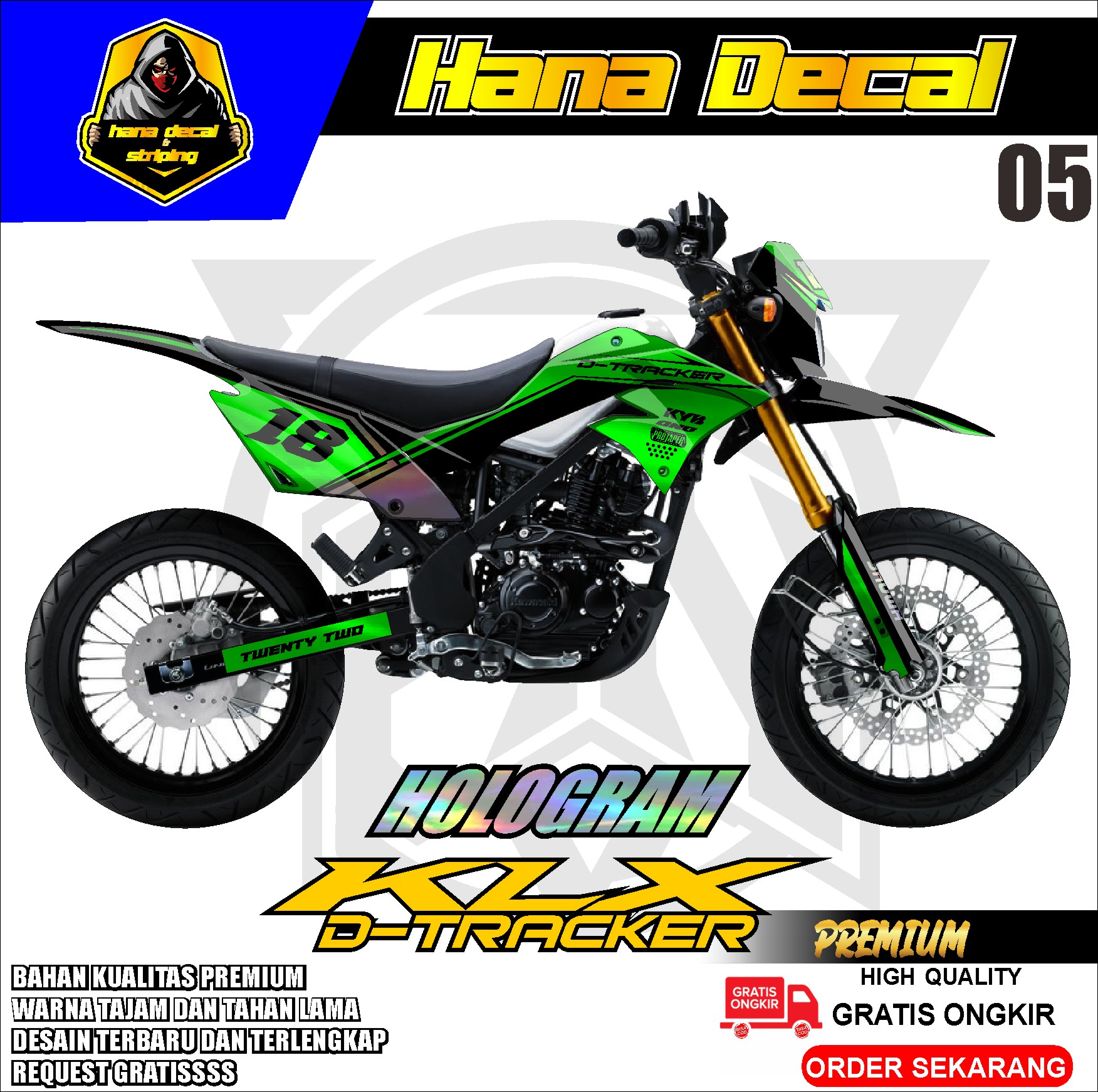 Decal Sticker - Dekal Stiker hologram Striping Motor Kawasaki Klx ...