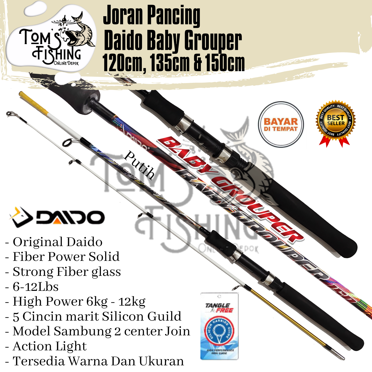 Joran Pancing Daido Baby Grouper 120cm - 150cm (6-12lbs) Fiber Solid ...